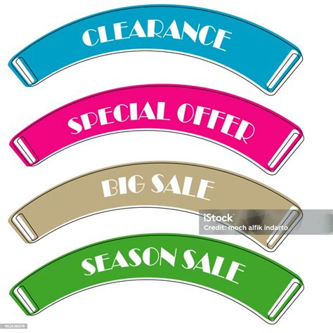 집합이 평면 선형 승진 리본 배너 스크롤 가격 태그 스티커 뱃지 포스터 절연 배경 가격에 대한 스톡 벡터 아트 및 기타 이미지 가격 계절 디자인 Istock