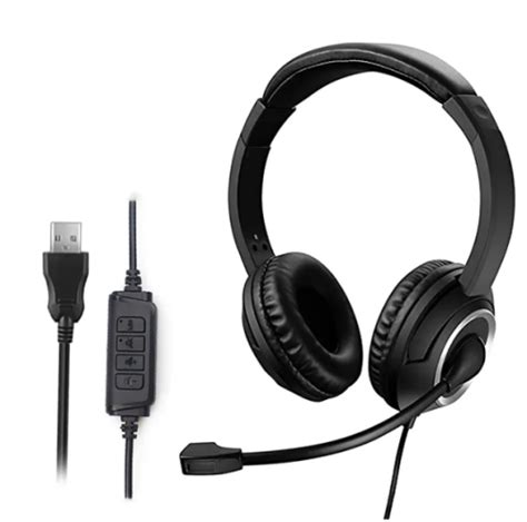 Wired Usb Headphones With Microphone Noise Cancelling Over Ear Headsets