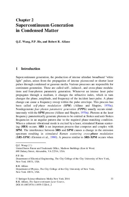 Pdf Supercontinuum Generation In Condensed Matter