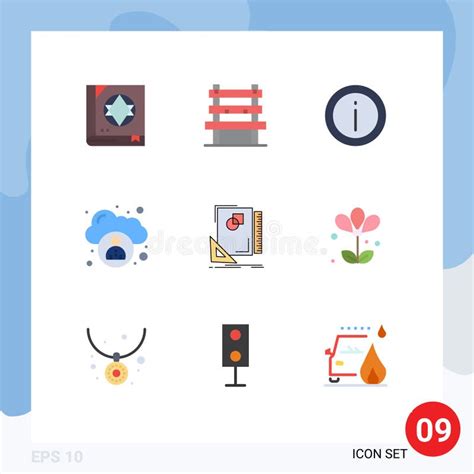 Pictogram Set Of 9 Simple Flat Colors Of Layout User Help Cloud Support Stock Vector
