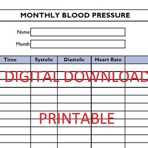 Printable Monthly Blood Pressure Chart Blood Pressure Systolic