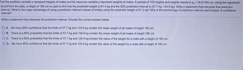solved let the predictor variable x represent heights of