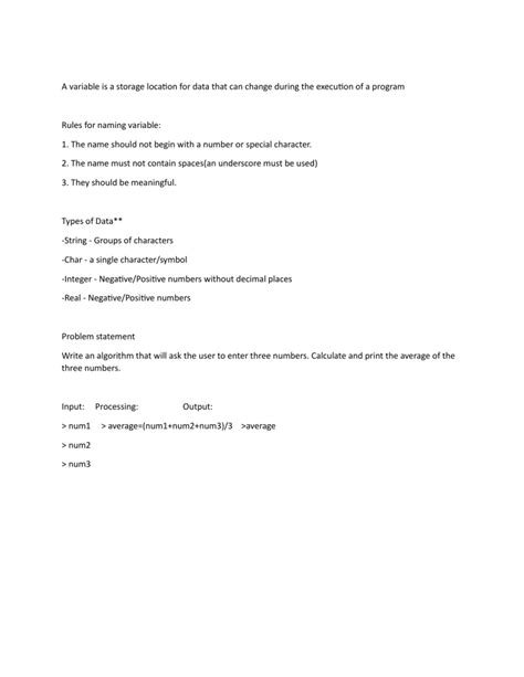 Programming Fundamentals Variables Algorithms And Pascal