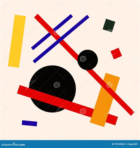 Abstract Suprematism Composition Square Flat Illustration Stock Vector