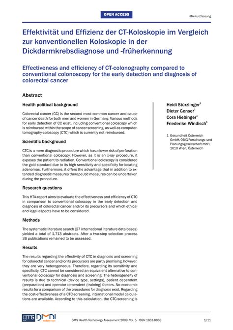 Pdf Effectiveness And Efficiency Of Ct Colonography Compared To Conventional Colonoscopy For