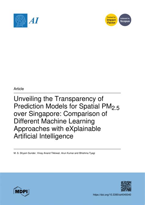Pdf Unveiling The Transparency Of Prediction Models For Spatial Pm2 5 Over Singapore