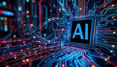 Futuristic Ai Chip With Glowing Circuit Board Artificial Intelligence Machine Learning
