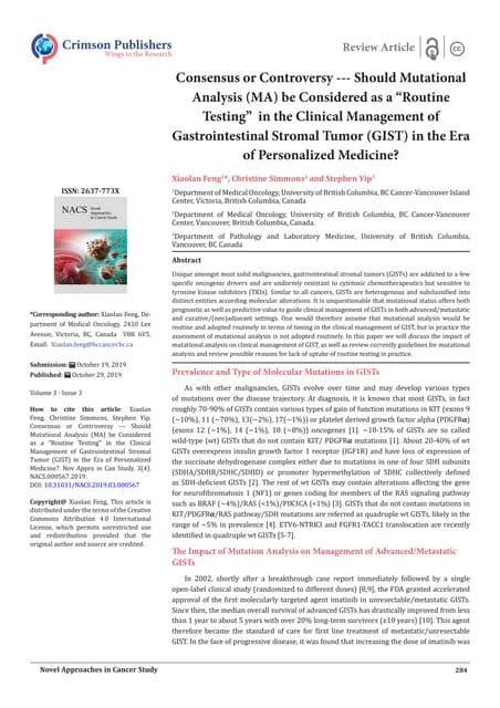 Consensus Or Controversy Should Mutational Analysis Ma Be Considered