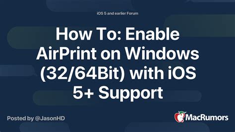 How To Enable Airprint On Windows 3264bit With Ios 5 Support