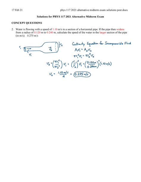 Phys 117 2021 Alternative Midterm Exam Solutions Post Solutions For Phys 117 2021 Alternative