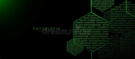 Abstract Green Binary Code In Hexagon Lines Futuristic Digital High