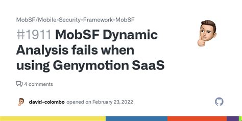 Mobsf Dynamic Analysis Fails When Using Genymotion Saas · Issue 1911 · Mobsf Mobile Security
