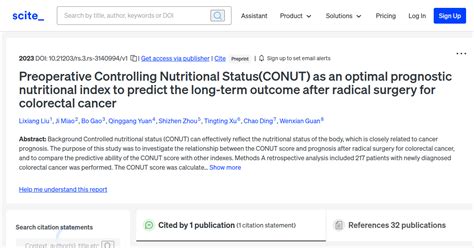 Preoperative Controlling Nutritional Statusconut As An Optimal