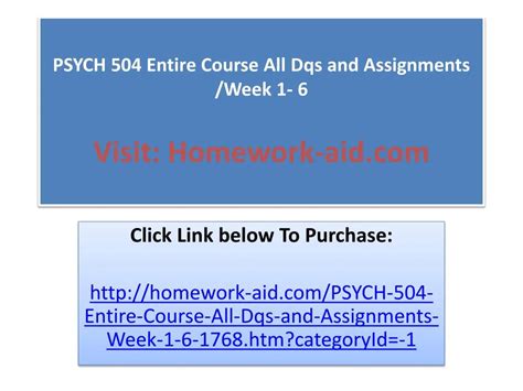 PPT PSYCH 504 Entire Course All Dqs And Assignments Week 1 6 PowerPoint Presentation ID