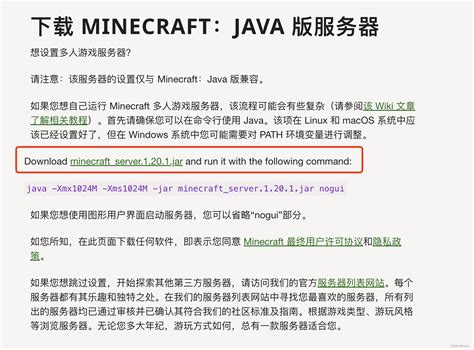Java Minecraft（我的世界）环境部署minecraft 官方服务端java Csdn博客