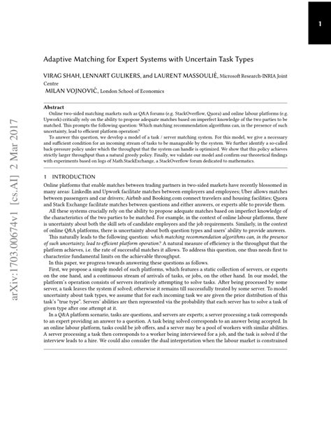 pdf adaptive matching for expert systems with uncertain task types