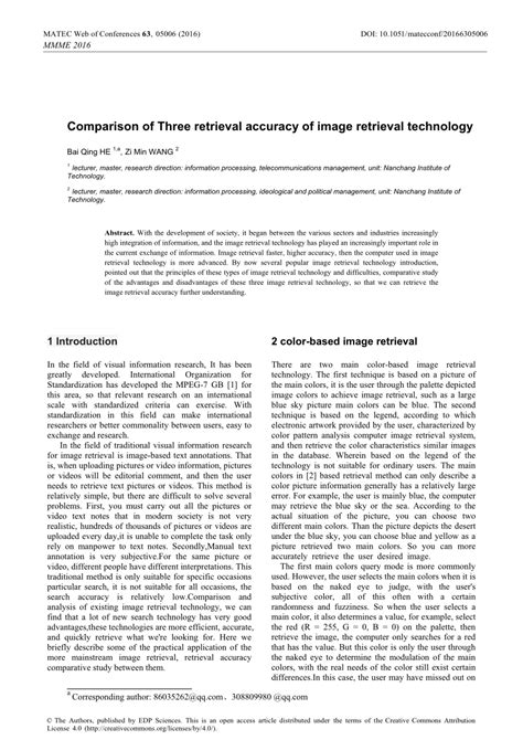 Pdf Comparison Of Three Retrieval Accuracy Of Image Retrieval Technology