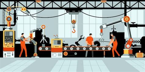 Factory Assembly Line Clip Art Factory Production Line Vector Art