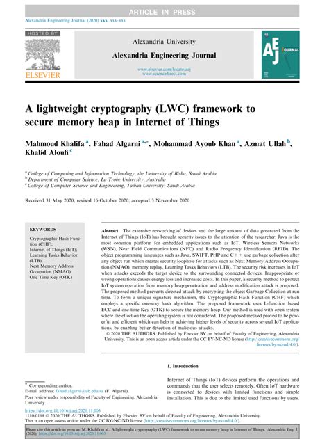 pdf a lightweight cryptography lwc framework to secure memory heap