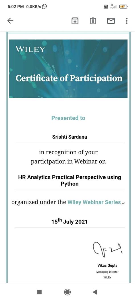 Srishti Sardana On Linkedin Participated In Webinar Of Hr Analytics