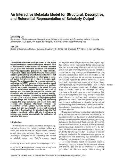 An Interactive Metadata Model For Structural Descriptive And