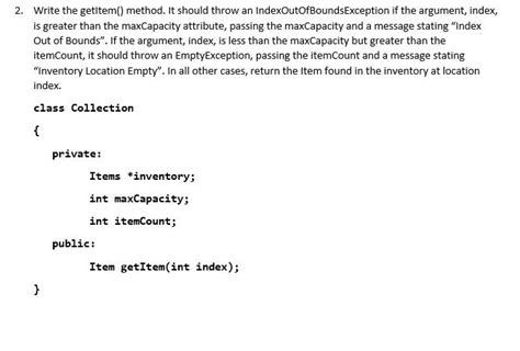 solved 2 write the getitem method it should throw an