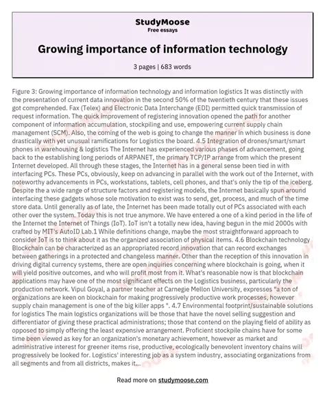 Growing Importance Of Information Technology Free Essay Example