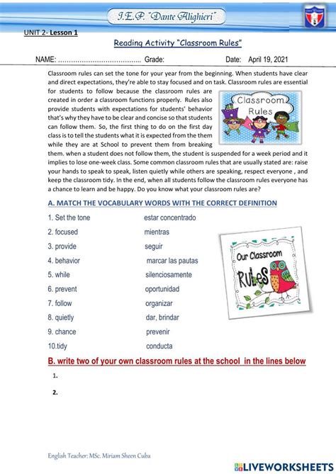 Reading Classr Free Interactive Worksheets 921638