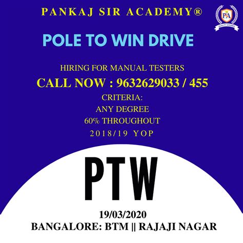 pankaj sir academy bangalore participate in upcoming top mnc drive