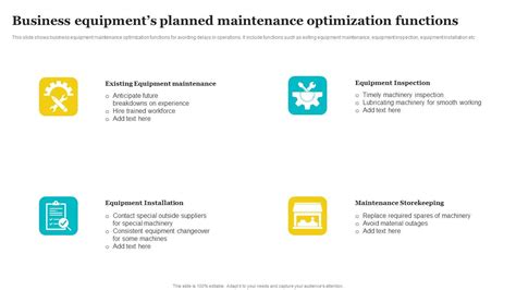 Business Equipments Planned Maintenance Optimization Functions