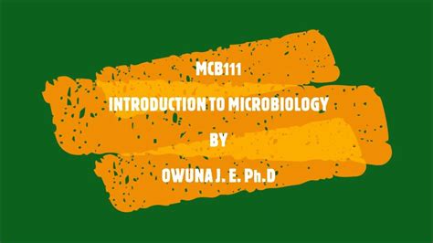 Mcb111 Introduction To Mirobiology By Owuna J E Ph D Youtube
