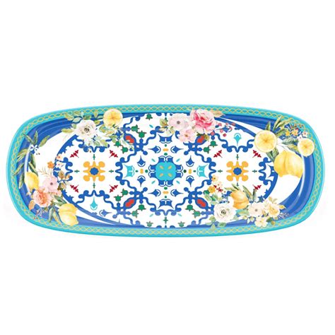 Bandeja Retangular Flower And Lemon Em Melamina 395x16cm Guzzini