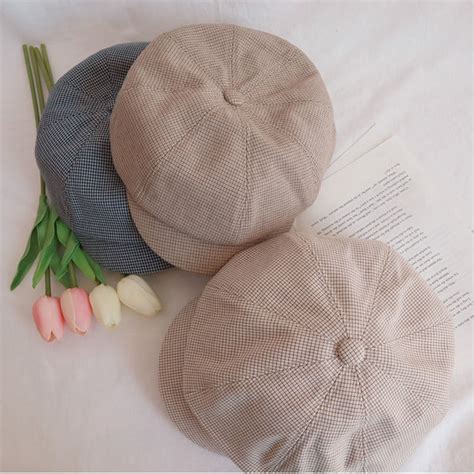 코튼 헌팅캡 체크모자 팔각모 빵모자