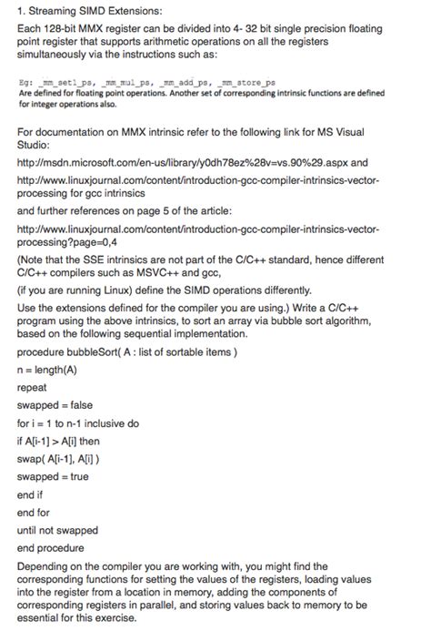 Solved Streaming Simd Extensions Each 128 Bit Mmx Register