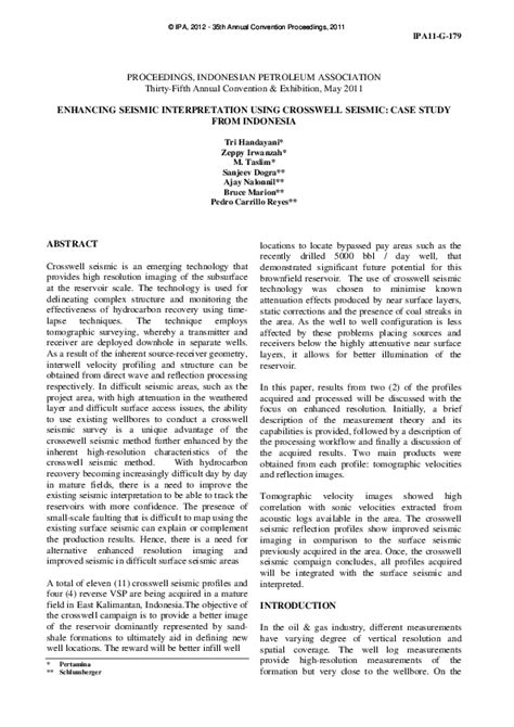 pdf enhancing seismic interpretation using crosswell seismic case
