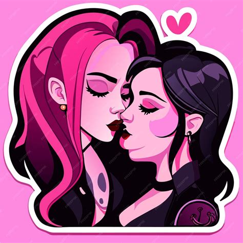 Pareja De Lesbianas Enamoradas Dibujada A Mano Plana Con Estilo