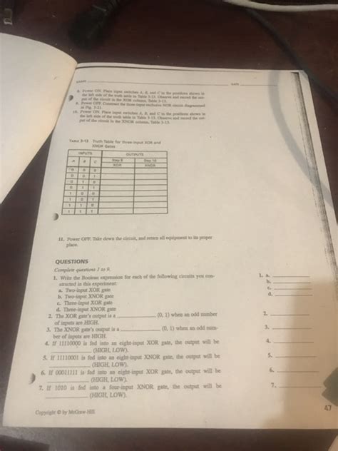Solved DA NAME LAB EXPERIMENT XOR AND NOR GATES Chegg