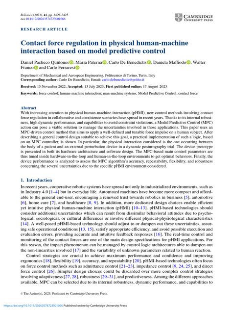 Contact Force Regulation In Physical Human Machine Interaction Based On