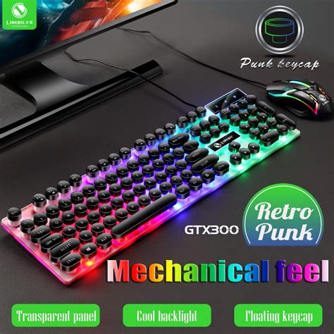 Gaming Keyboard Computer Mouse Gamer Sets Retro Ke Grandado