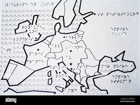 Map Of Europe Available In Braille Raised Tactile Writing System For The Blind Or Visually