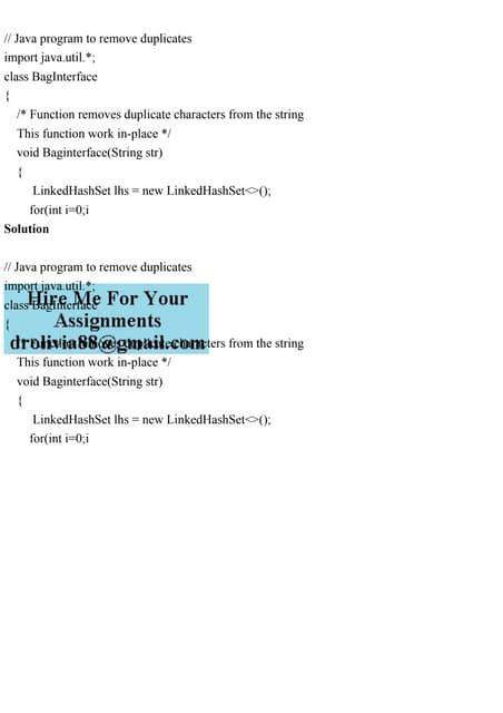 Java Program To Remove Duplicatesimport Javautilclass Bagpdf