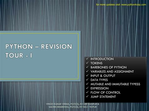 REVISION OF PYTHON CLASS NOTES CMPUTER SCIENCE PPT