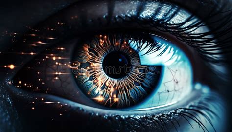 Close Up Of A Blue Eye Staring Into The Camera Reflecting Beauty