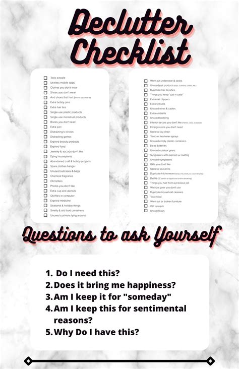 Megforit Free Printable Decluttering Checklist Pdf