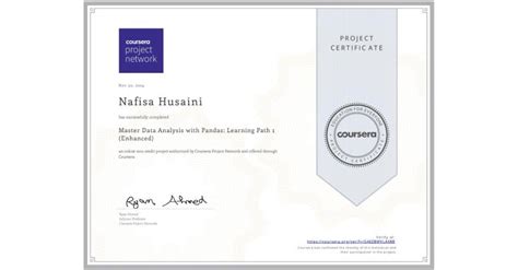 Completion Certificate For Master Data Analysis With Pandas Learning Path Nafisa H