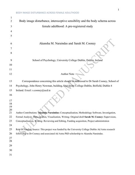 PDF Body Image Disturbance Interoceptive Sensibility And The Body Schema Across Female