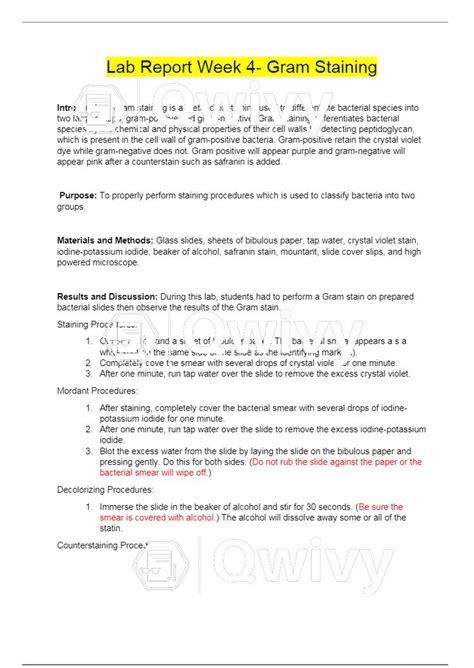 Lab Report Week Gram Staining Lab Report Week Gram Staining Lab Report Lab Positivity