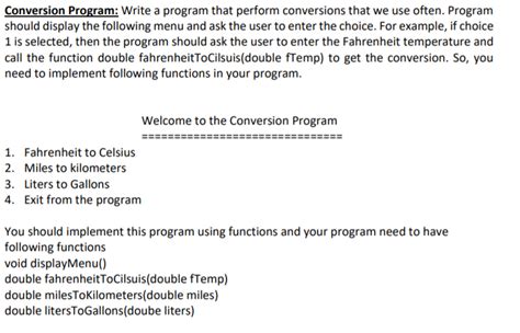 Solved Conversion Program Write A Program That Perform Chegg