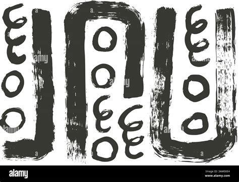 Grunge Elements With Brush Stroke Texture Hand Drawn Black Ink Graffiti Geometric Urban Street