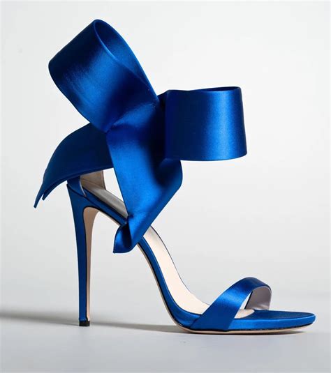 Royal Blue Satin Bow Sandals With High Heels Vdcoo